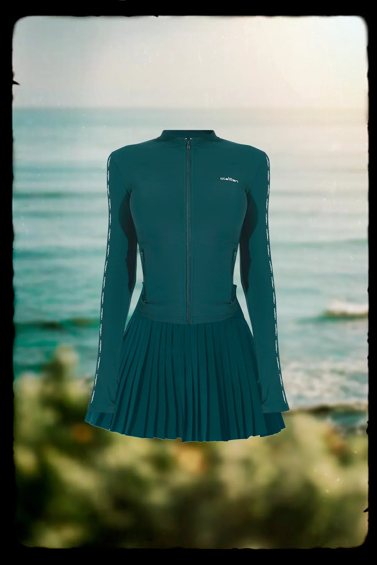 Emelie Define Jacket & Birgit Pleated Skirt - Midnight Green | Olaben