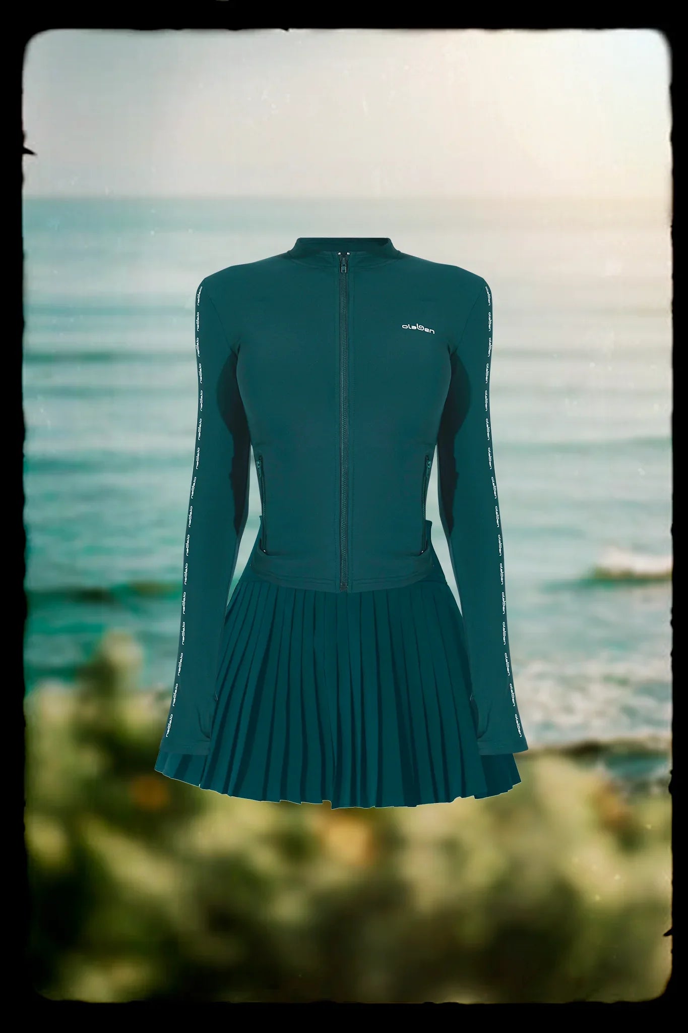 Emelie Define Jacket & Birgit Pleated Skirt - Midnight Green | Olaben